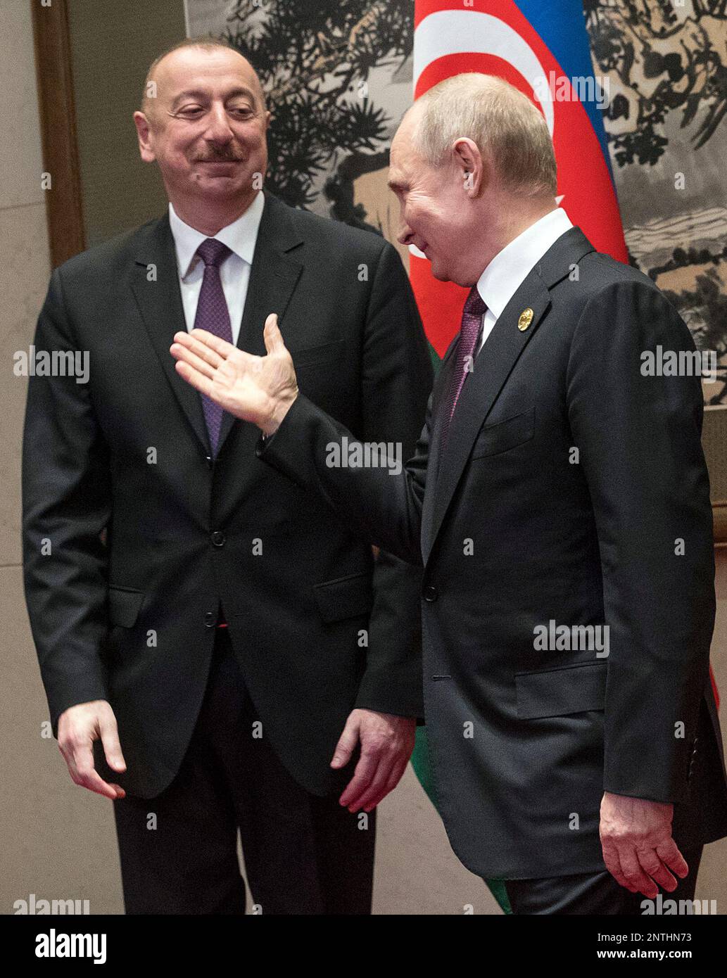 Russian President Vladimir Putin, right, welcomes Azerbaijan President ...