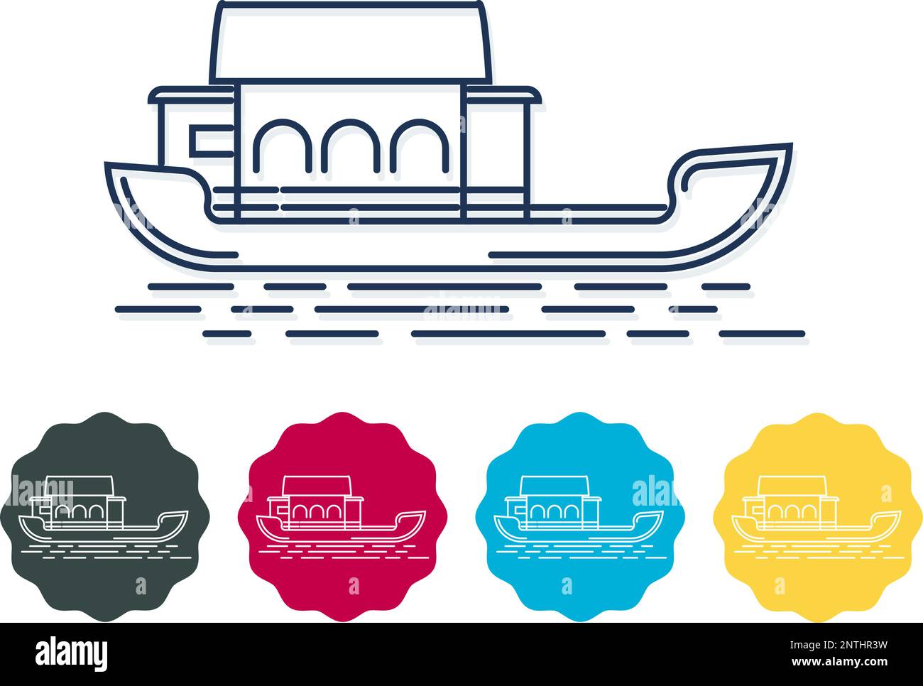 Kochi City - Houseboat - Icon Illustration as EPS 10 File Stock Vector ...