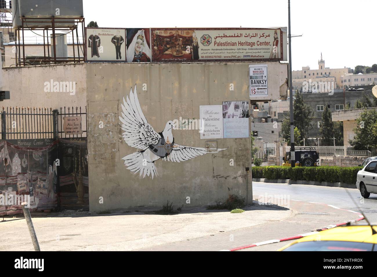 A photo shows "Armored Dove" by an elusive artist Banksy in Bethlehem ...