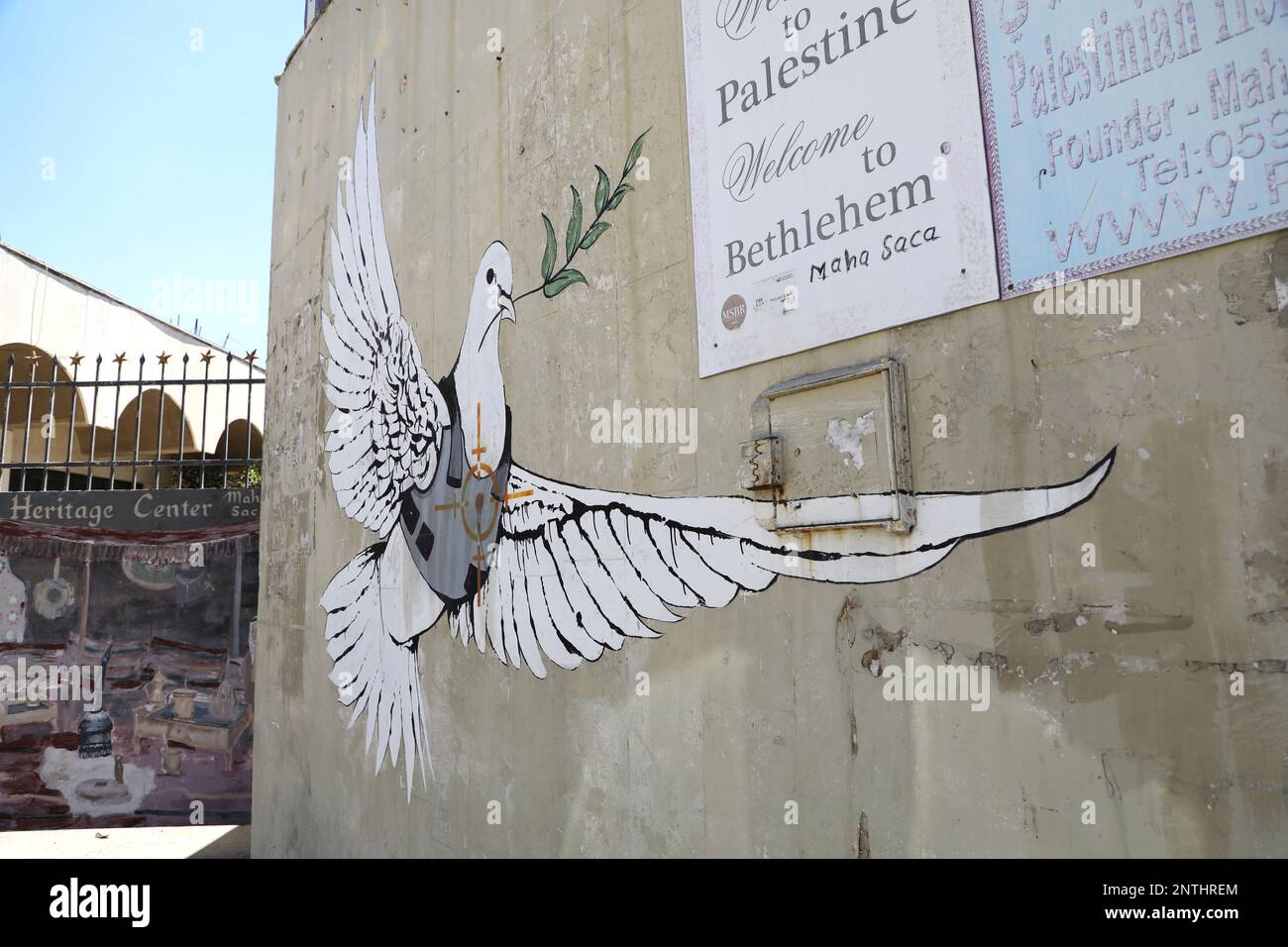 A photo shows "Armored Dove" by an elusive artist Banksy in Bethlehem ...
