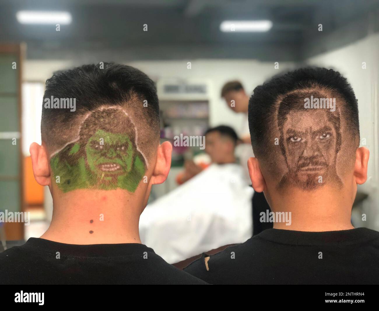 The haircuts of the Iron Man and the Hulk, both fictional superheroes ...