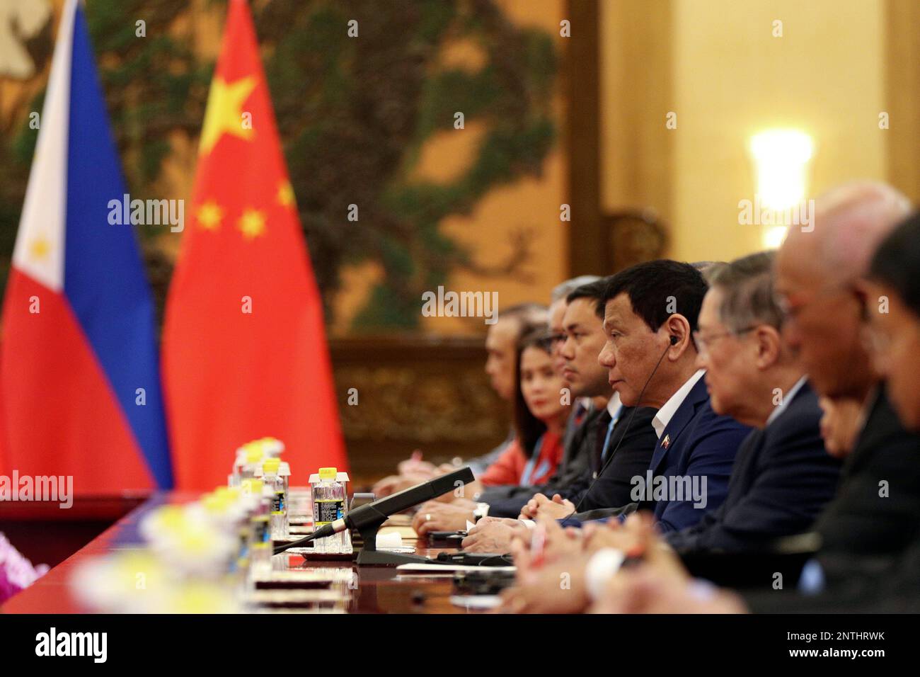 Philippine President Rodrigo Duterte, fourth right, attends the meeting ...