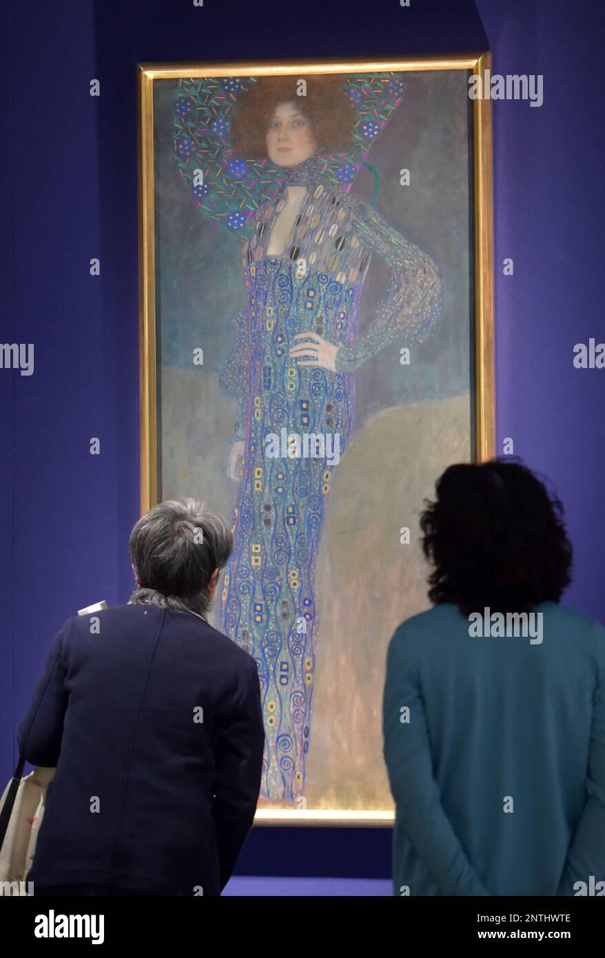 Gustav Klimt's Portrait of Emilie Flöge is displayed during an ...