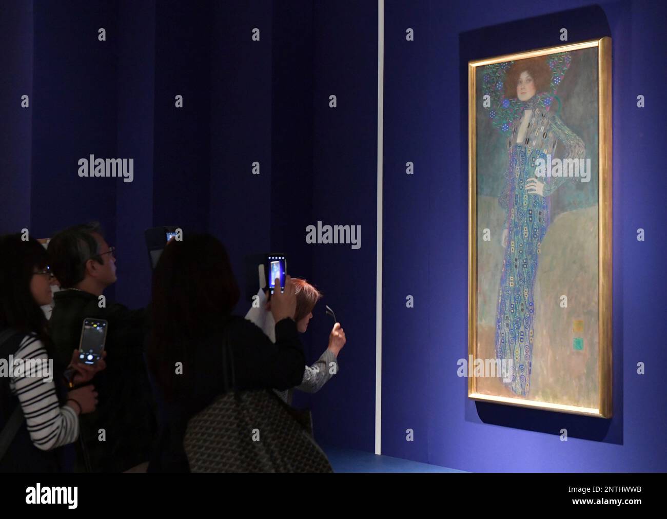 Gustav Klimt's Portrait of Emilie Flöge is displayed during an ...