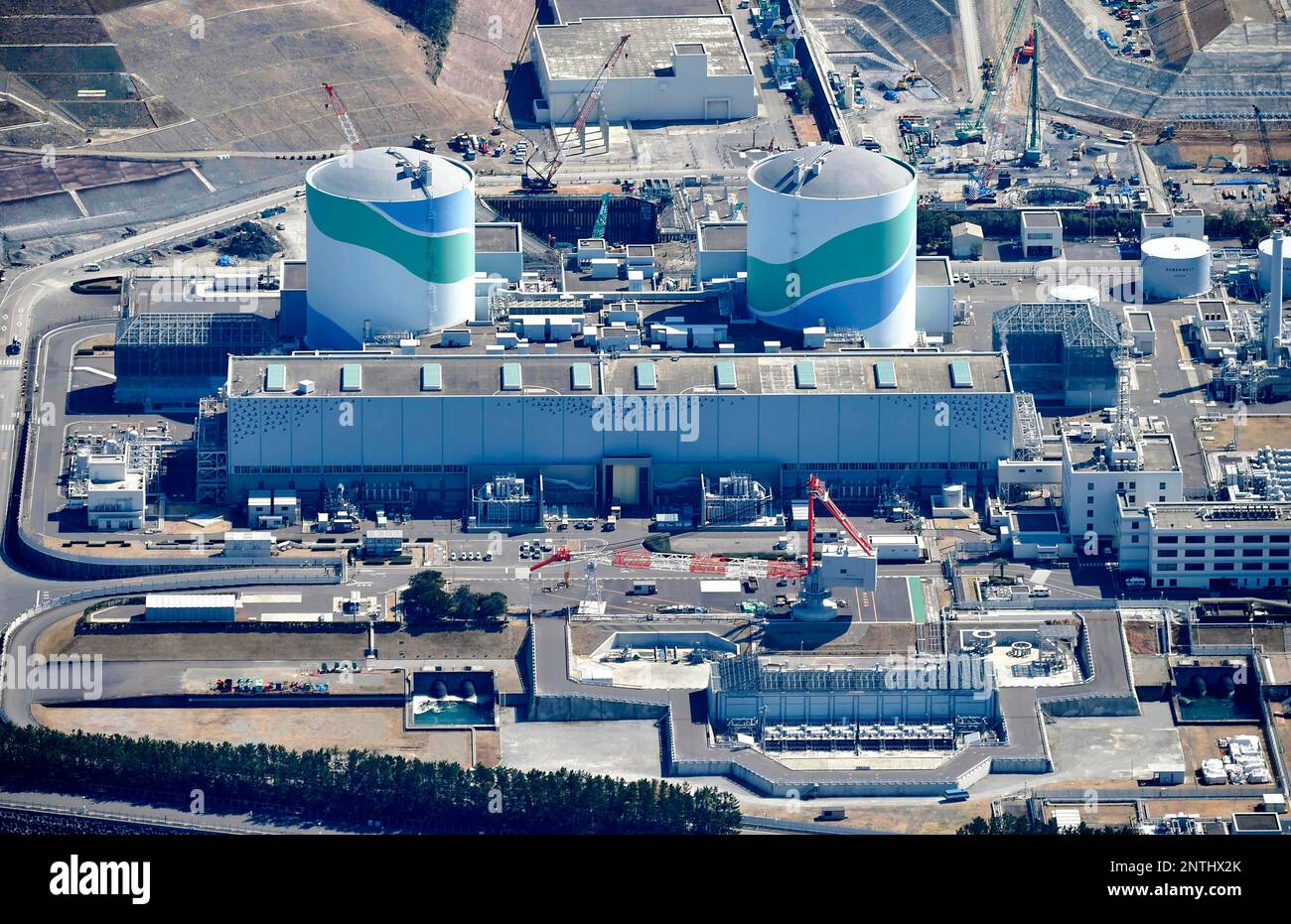 An aerial photo shows Sendai Nuclear Power plant in Satsumagawa ...