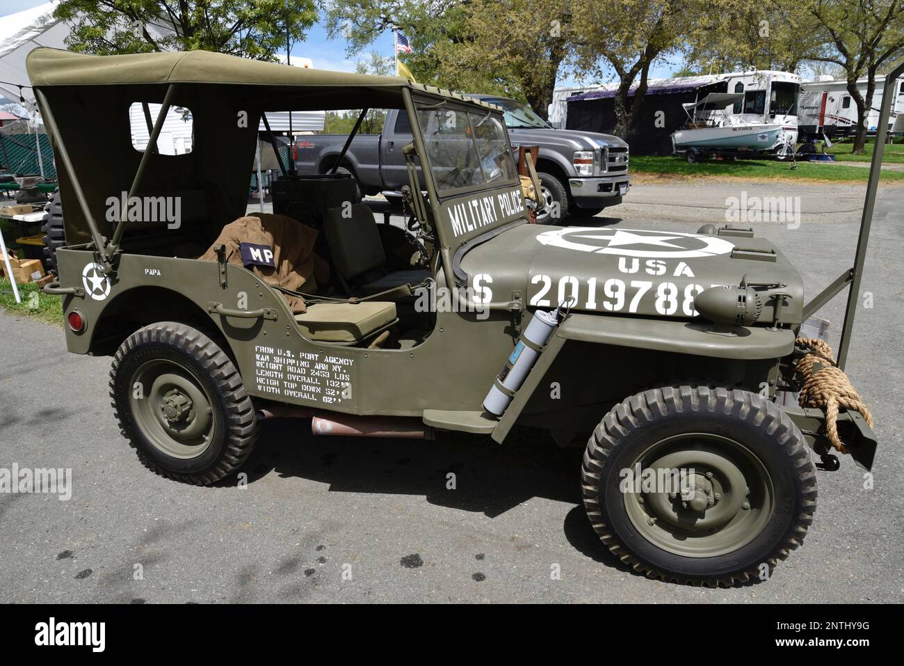 PLYMOUTH, CA - APRIL 19: 1942 Ford GPW Military Police Jeep on display ...