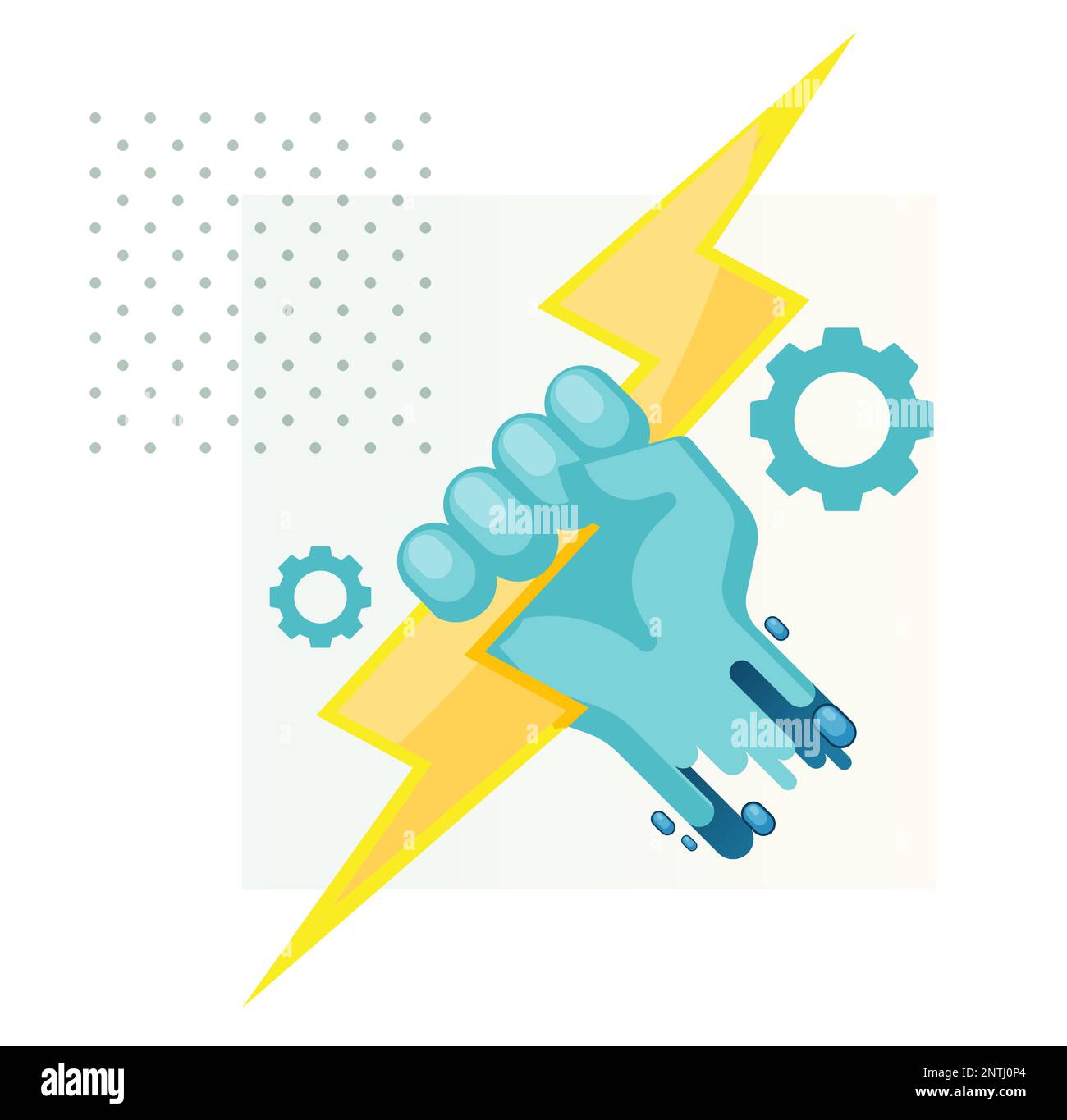 Human Hand Holding Lightning Bolt - Powe in Hand - Stock Illustration ...