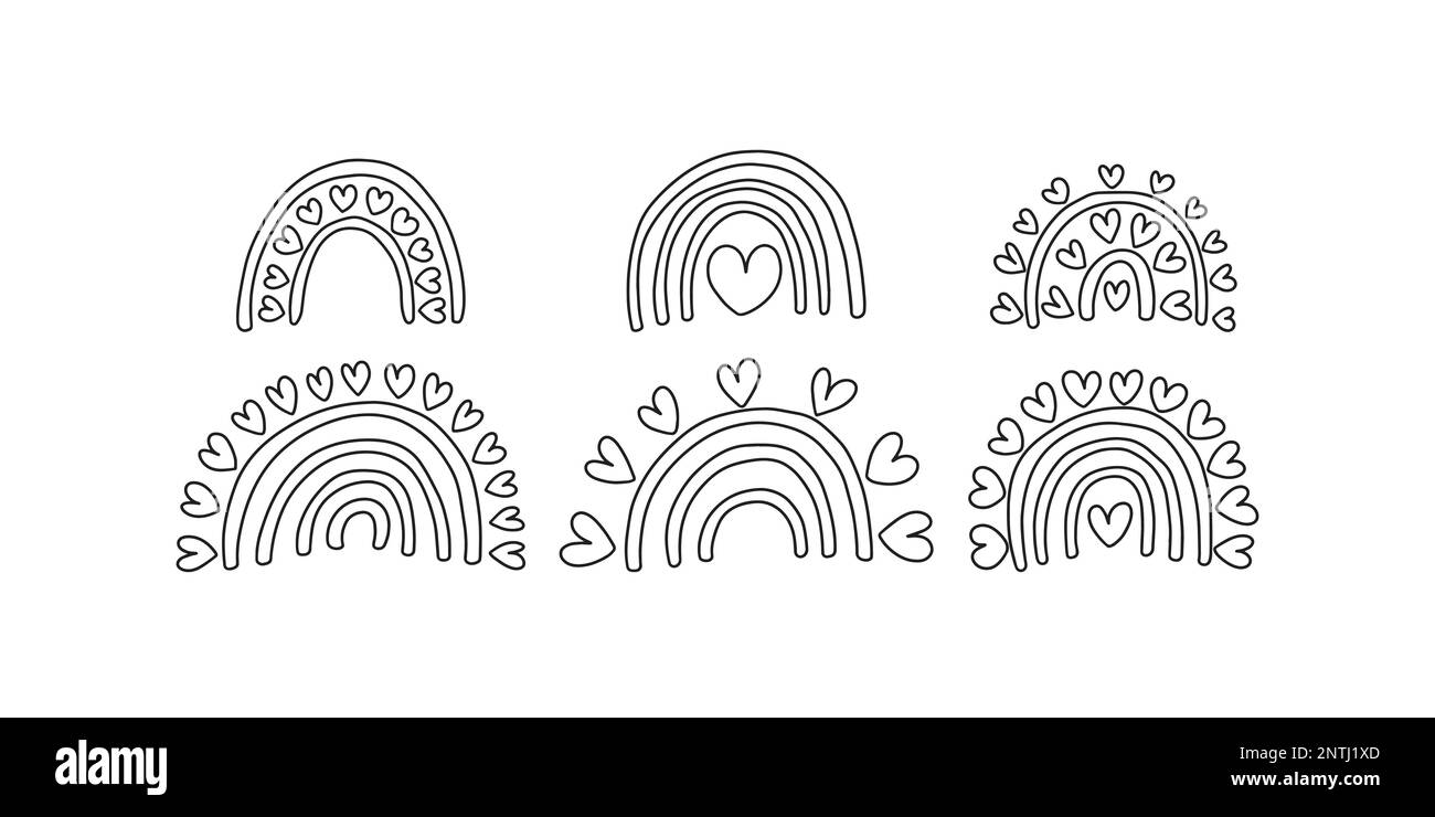 Cute doodle love rainbows set Stock Vector Image & Art - Alamy
