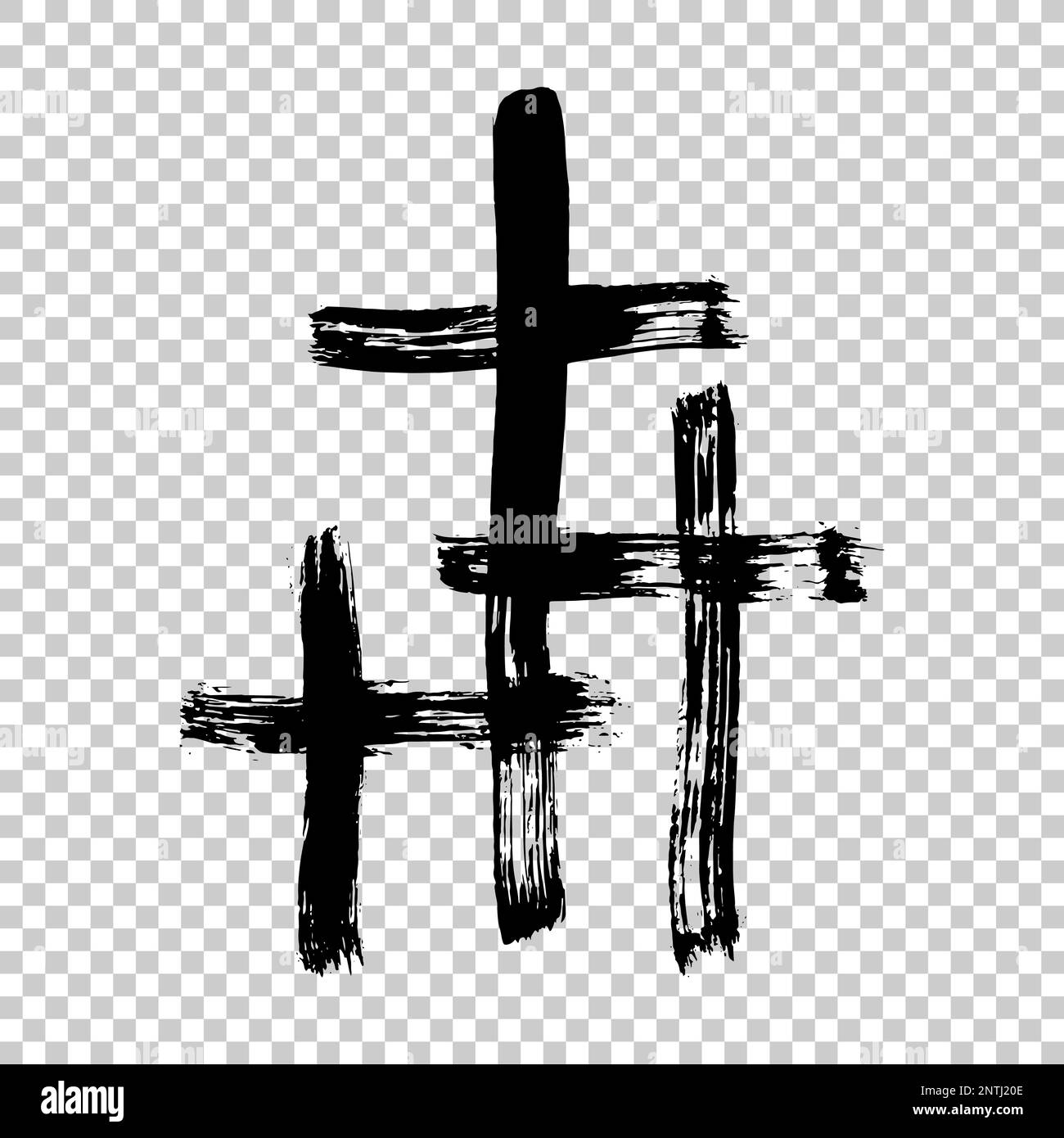 Hand drawn cross. Grunge cross. Cross made with brush stroke on ...