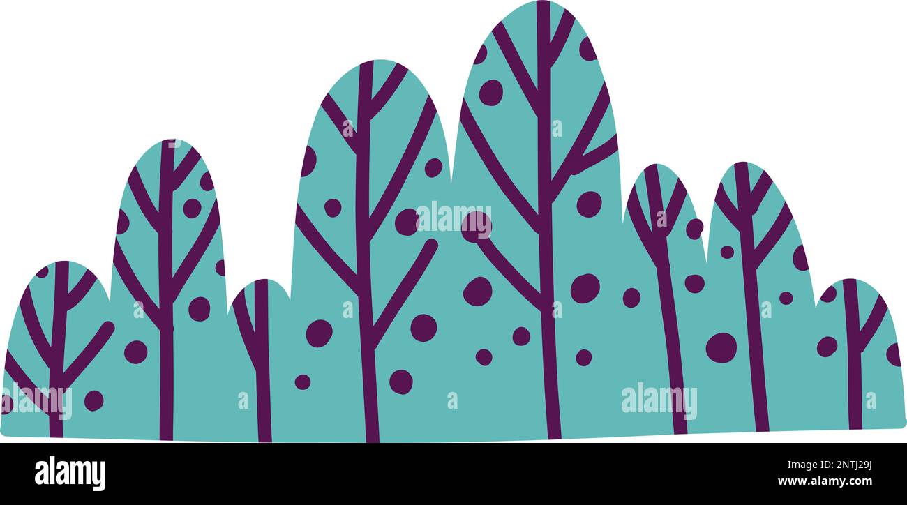 Abstract trendy doodle art. Set of hand drawn plant, curve, shape ...