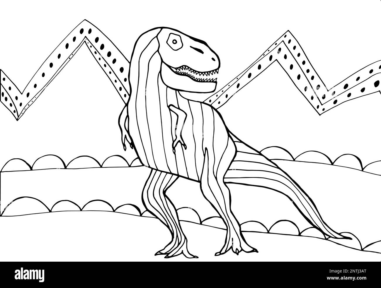 Fantastic coloring page with cute dinosaur Stock Vector Image & Art - Alamy