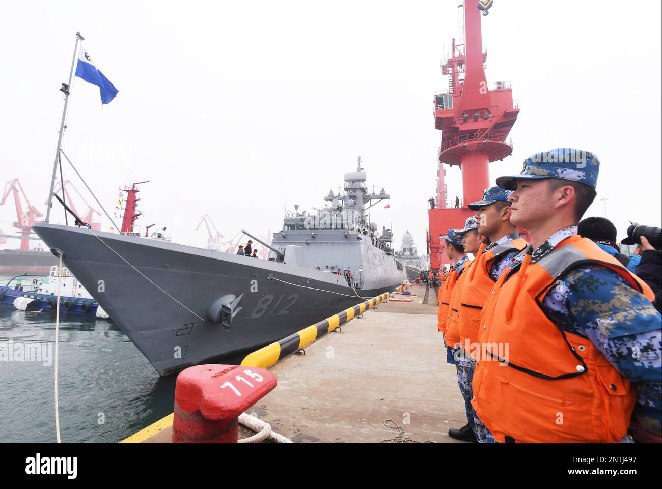 The South Korean navy frigate Gyeonggi prepares to dock at a port in ...