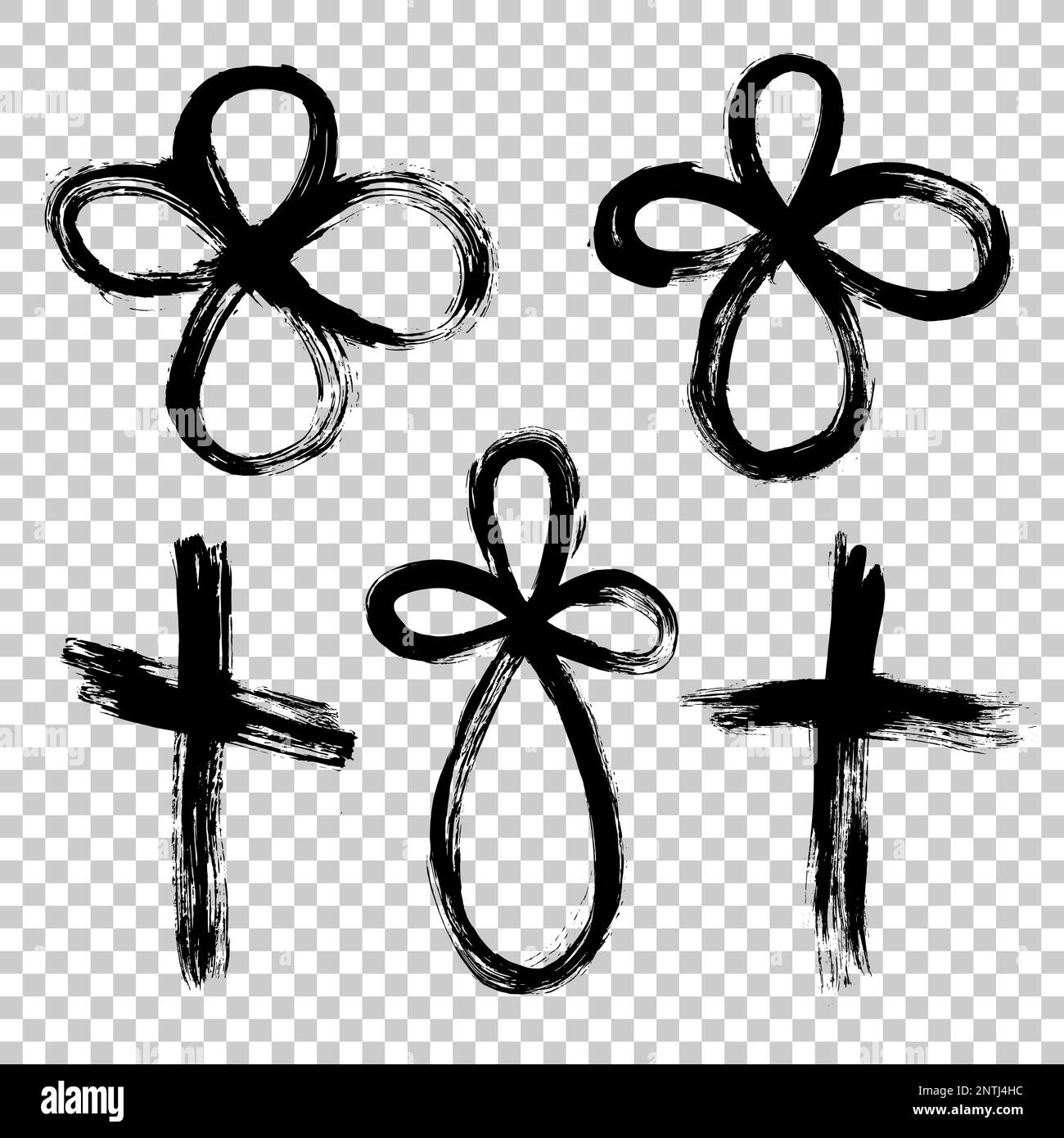 Hand drawn cross. Grunge cross. Cross made with brush stroke on ...