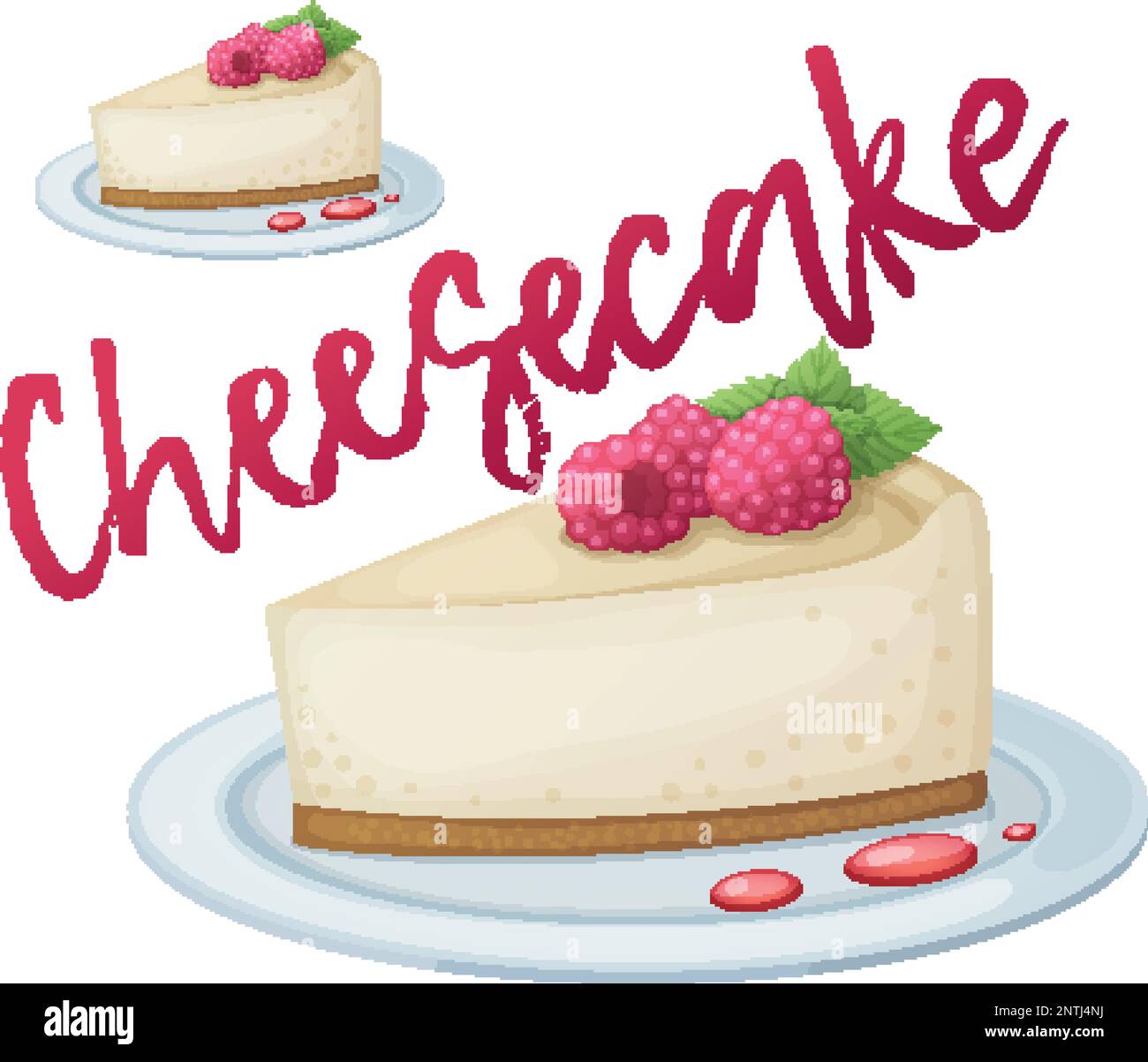 Cheesecake with raspberry icon. Cartoon vector illustration isolated on ...