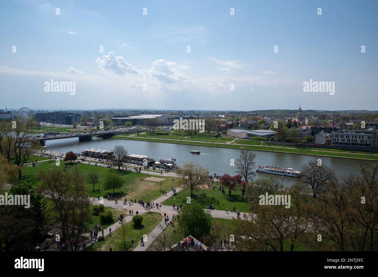 Aerial view of the Boulevards on the Vistula River captured from the ...
