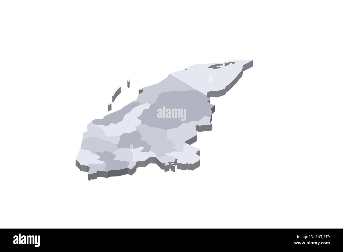 Honduras political map of administrative divisions - departments. 3D ...