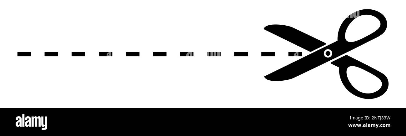 Scissors icon with cut line. Vector illustration isolated on white ...