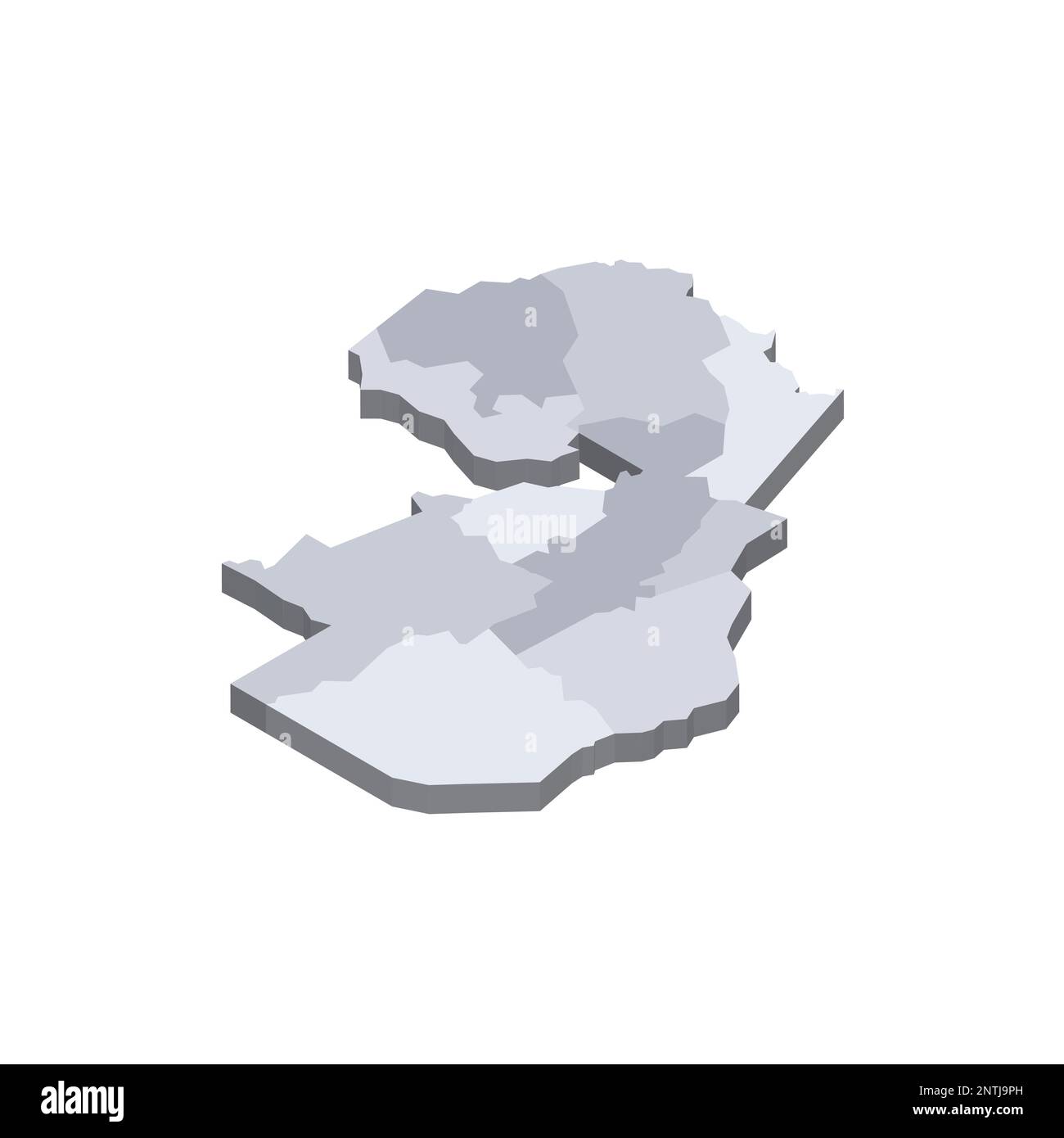 Zambia political map of administrative divisions - provinces. 3D ...