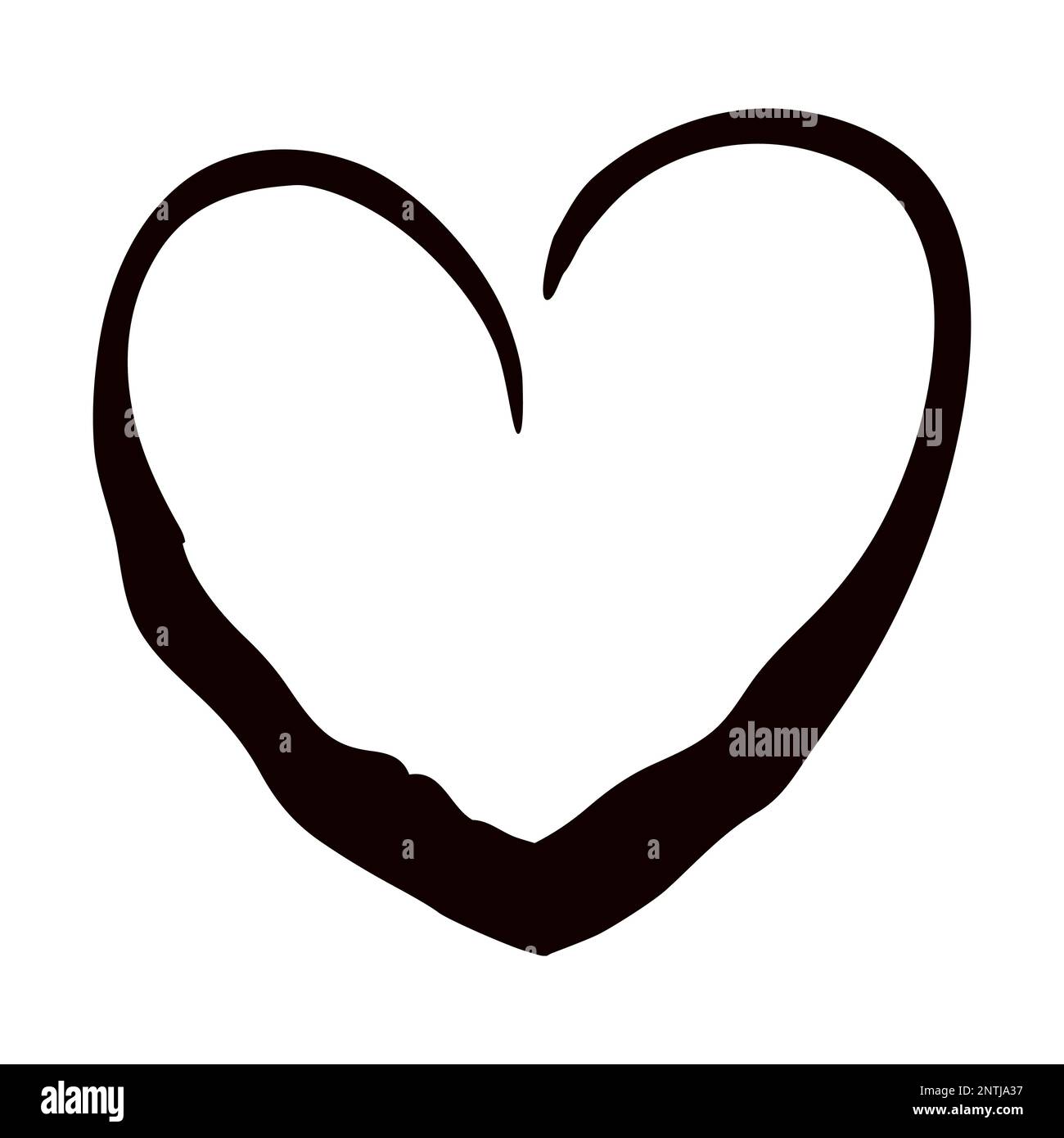 Heart hand drawn with ink brush isolated on white background Stock ...