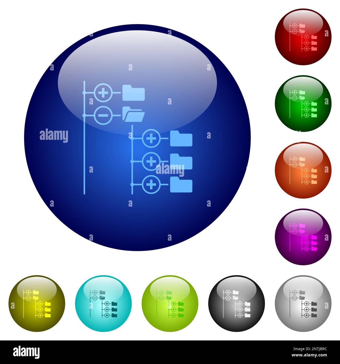 Directory browser icons on round glass buttons in multiple colors ...