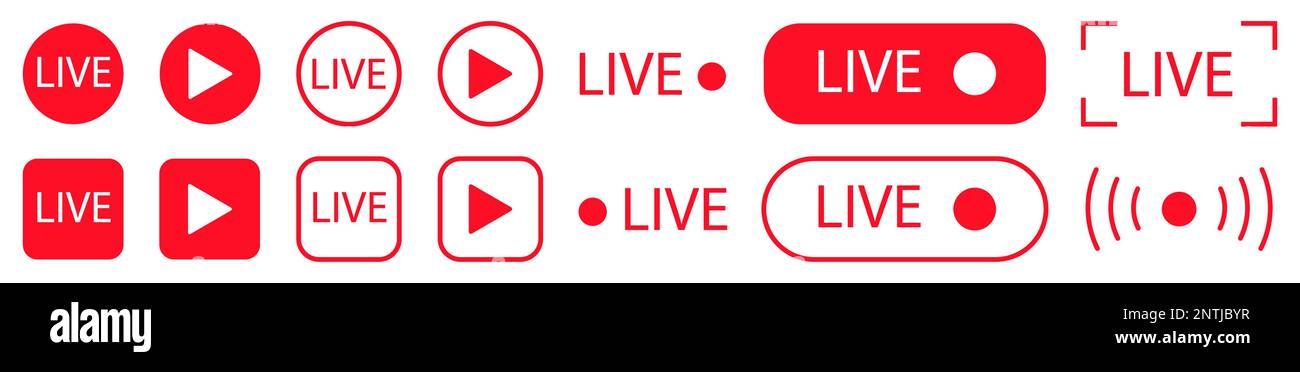 Live streaming icon set. Live broadcasting buttons. Design can use for ...