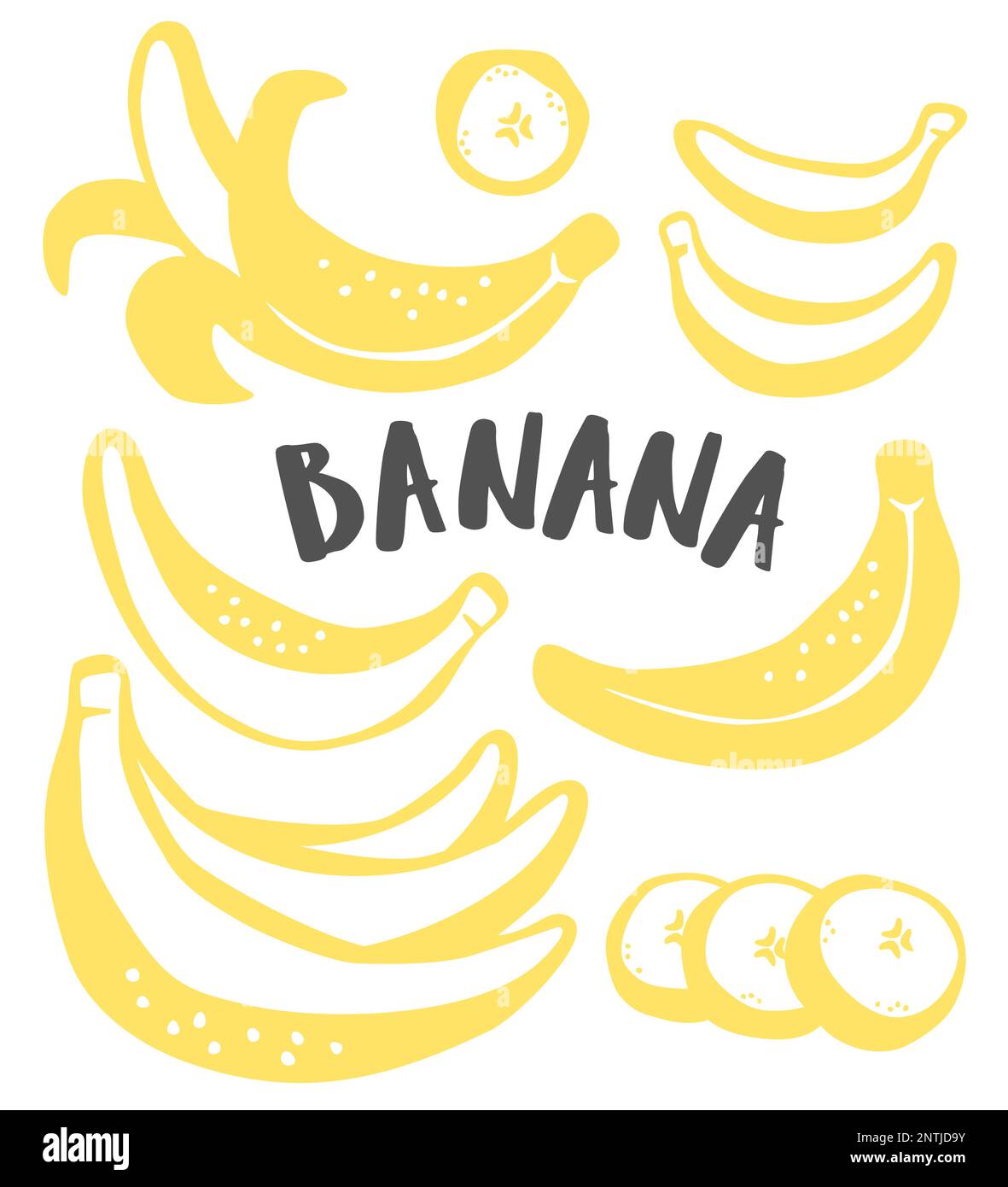 Banana hand painted with ink brush isolated on white background Stock Vector Image & Art - Alamy