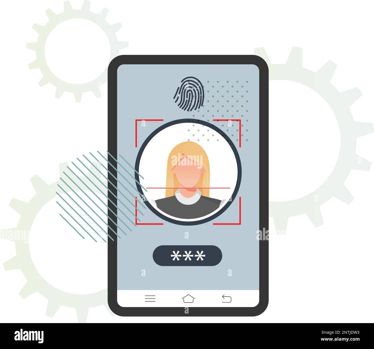 Secured Services with Face Detection Technology and 2 Factor Authentication - Stock Illustration ...