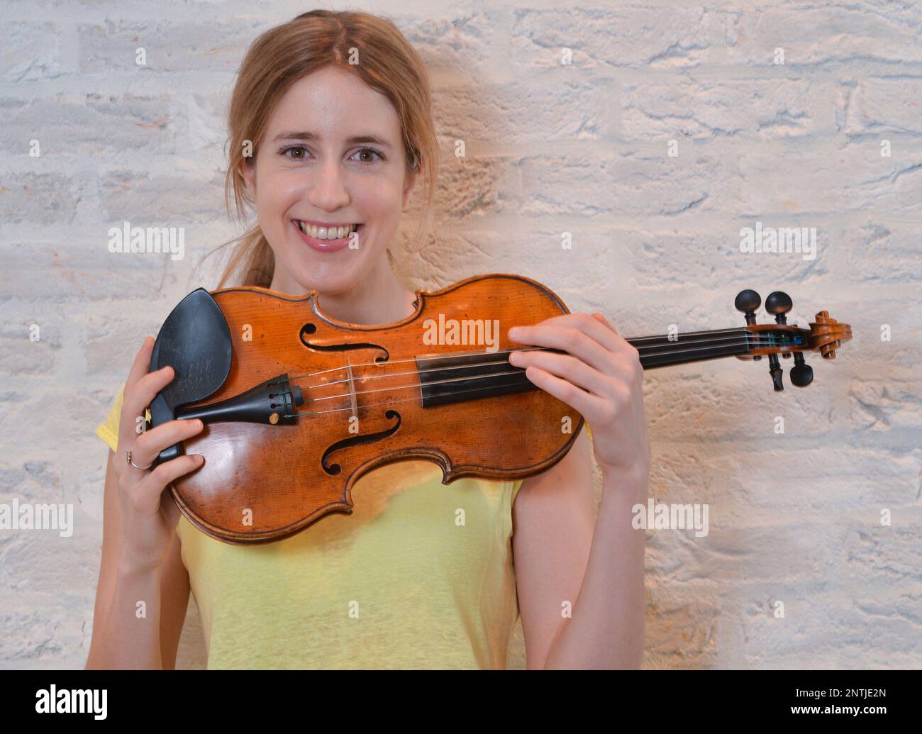 Norway's violinist Vilde Frang in Japan poses for photo during an ...