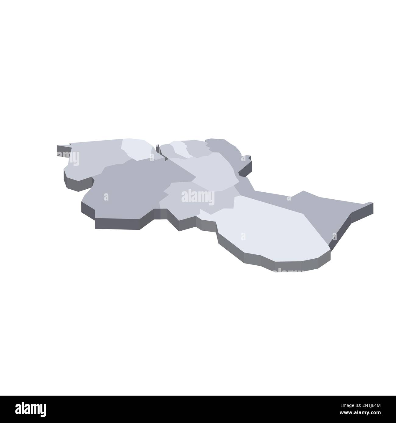 Guyana political map of administrative divisions - regions. 3D ...