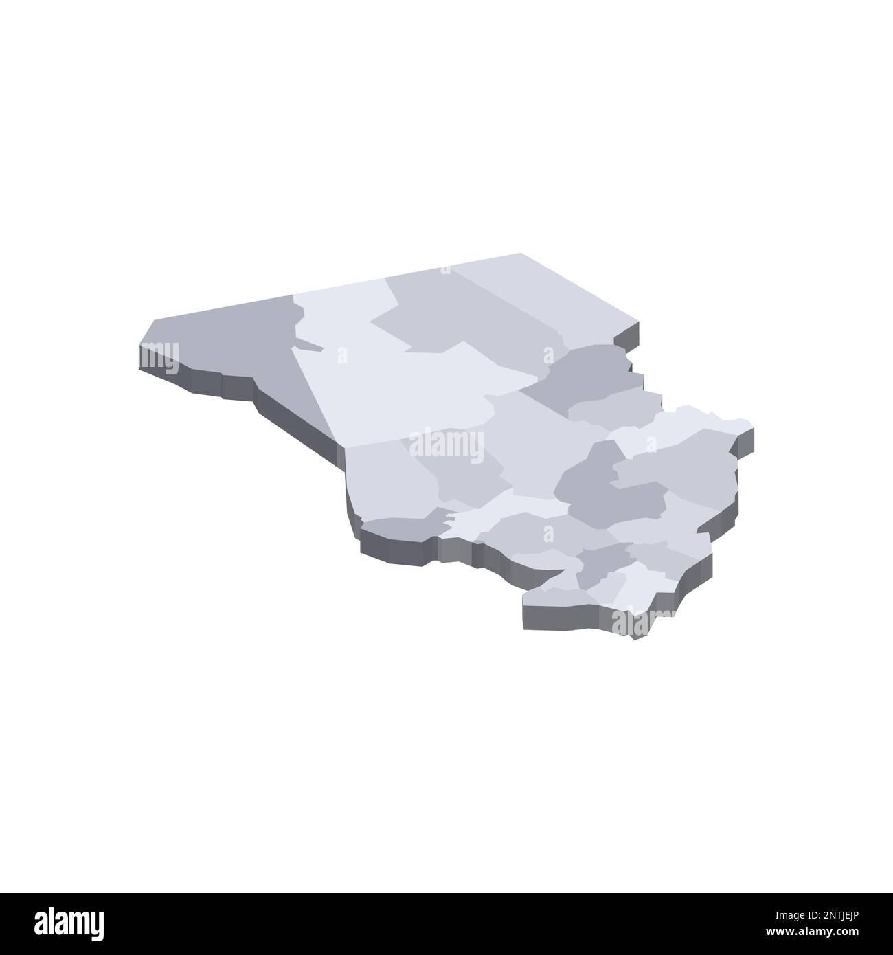 Chad political map of administrative divisions - regions. 3D isometric ...