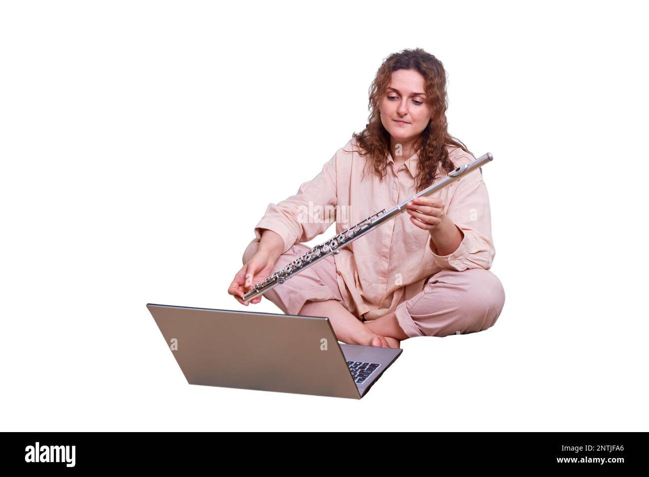 Teacher shows how to play a musical instrument, learning via the ...