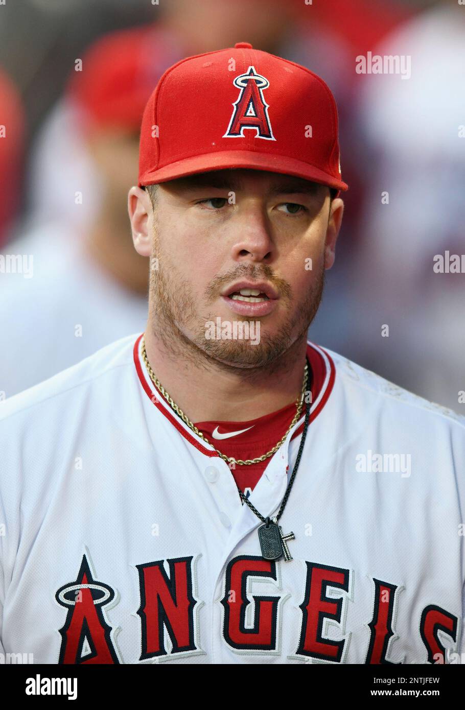 ANAHEIM, CA - APRIL 09: Los Angeles Angels first baseman Justin Bour ...
