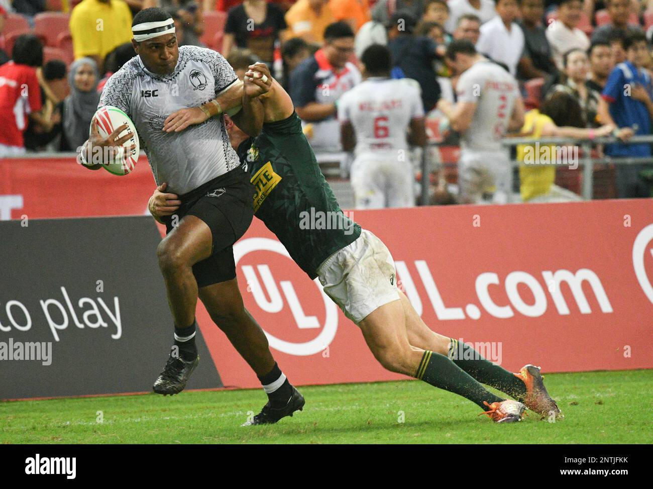 Fiji's Sevuloni Mocenacagi during the HSBC Singapore Rugby Sevens Cup ...