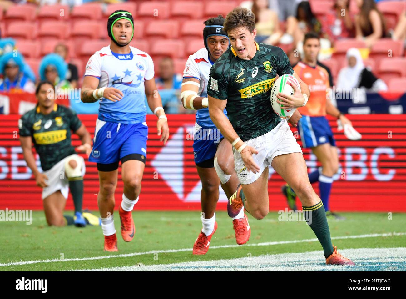 South Africa's Impi Visser breaks past Samoa's Laalio Leilua during the ...