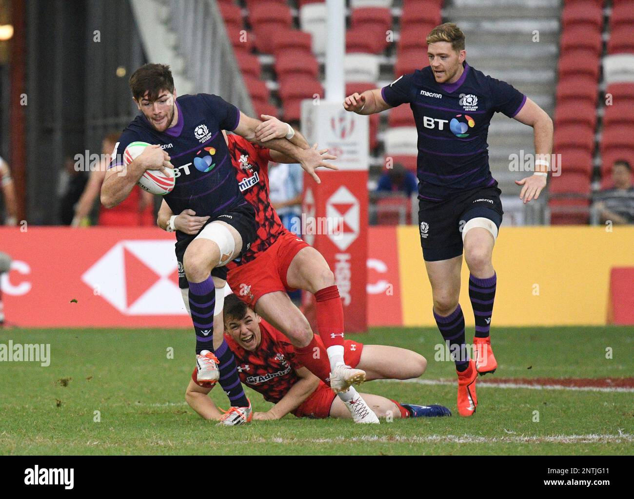 Scotland's Ally Miller makes a break during the HSBC Singapore Rugby ...
