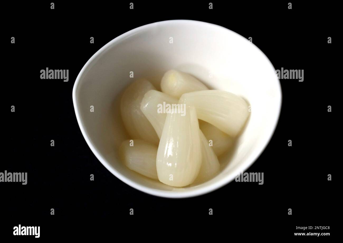 Japanese traditional Pickles Rakkyo is pictured in Tokyo on February 25 ...