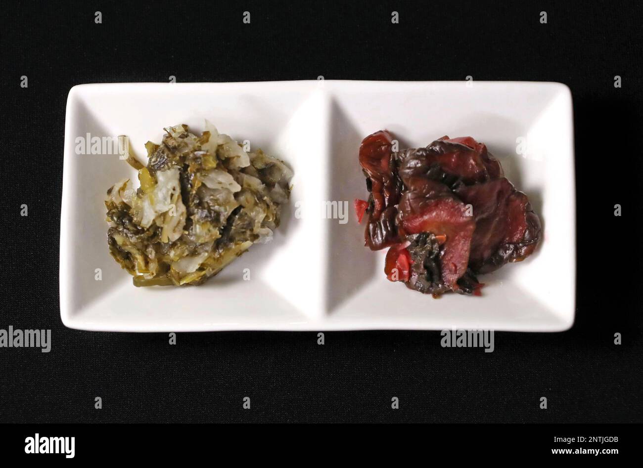 Japanese traditional Pickles Sugukizuke (L) and Shibazuke are pictured ...