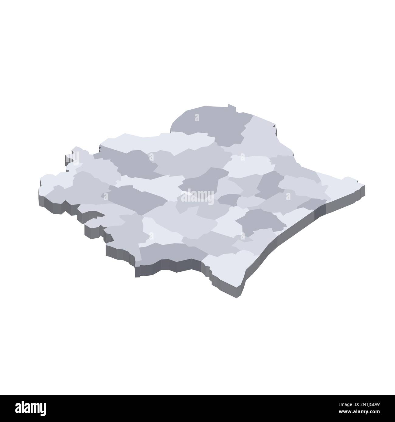 Ivory Coast political map of administrative divisions - regions and autonomous districts. 3D ...