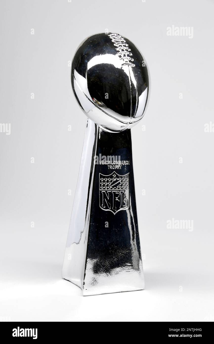 Detailed view of Vince Lombardi Trophy. The trophy is trophy awarded ...