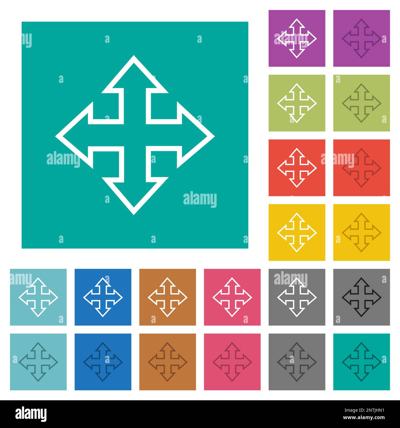 Move tool outline multi colored flat icons on plain square backgrounds ...