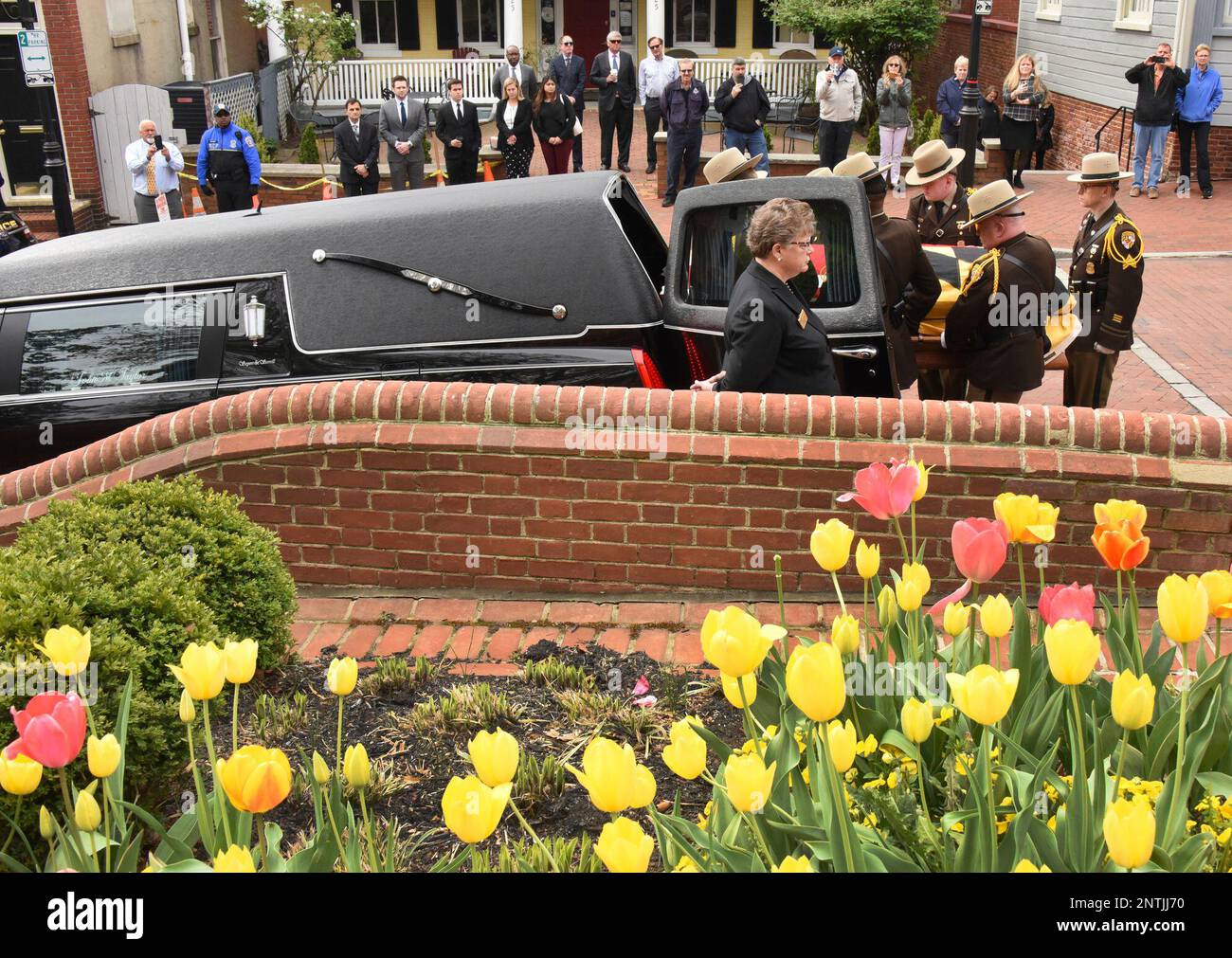 The casket of Michael Busch, the longest serving Speaker of the House ...
