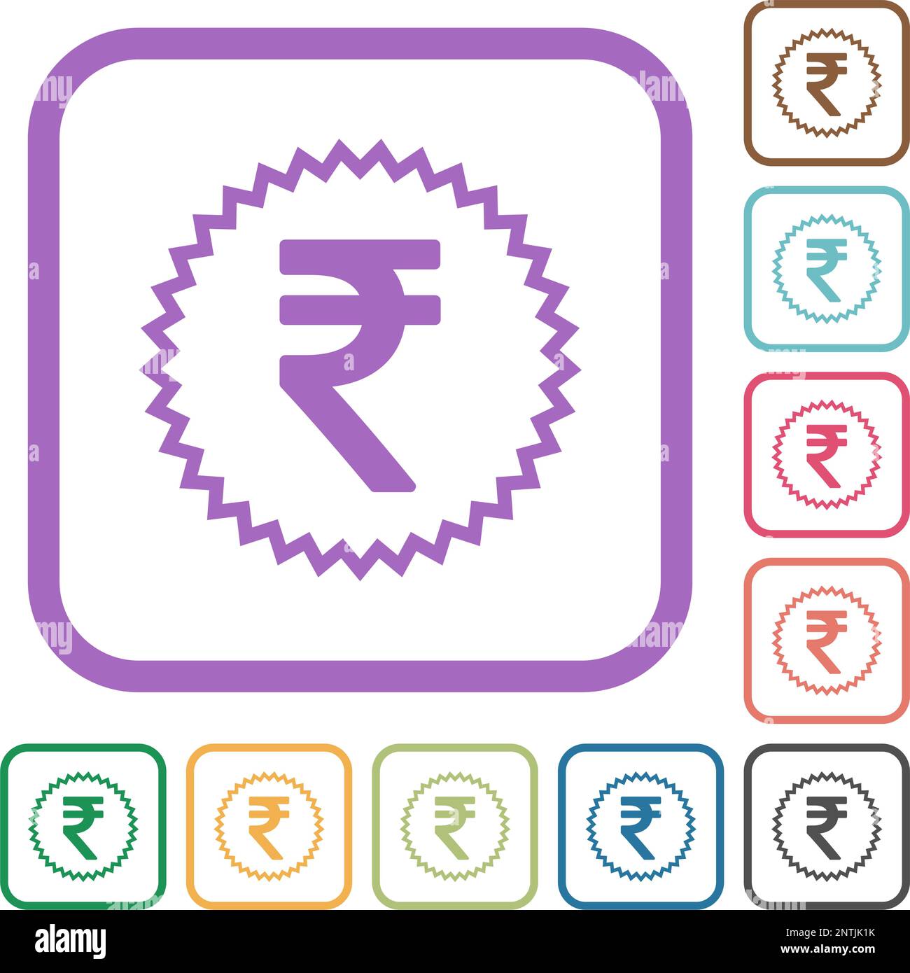 Indian Rupee sticker alternate simple icons in color rounded square ...
