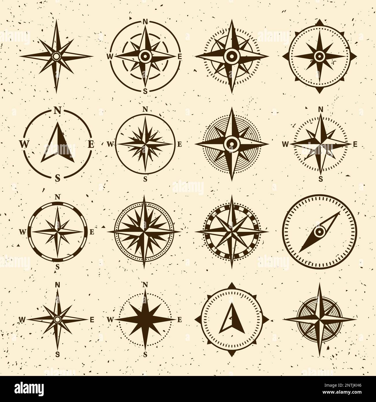 Vintage marine wind rose, nautical chart. Monochrome navigational ...