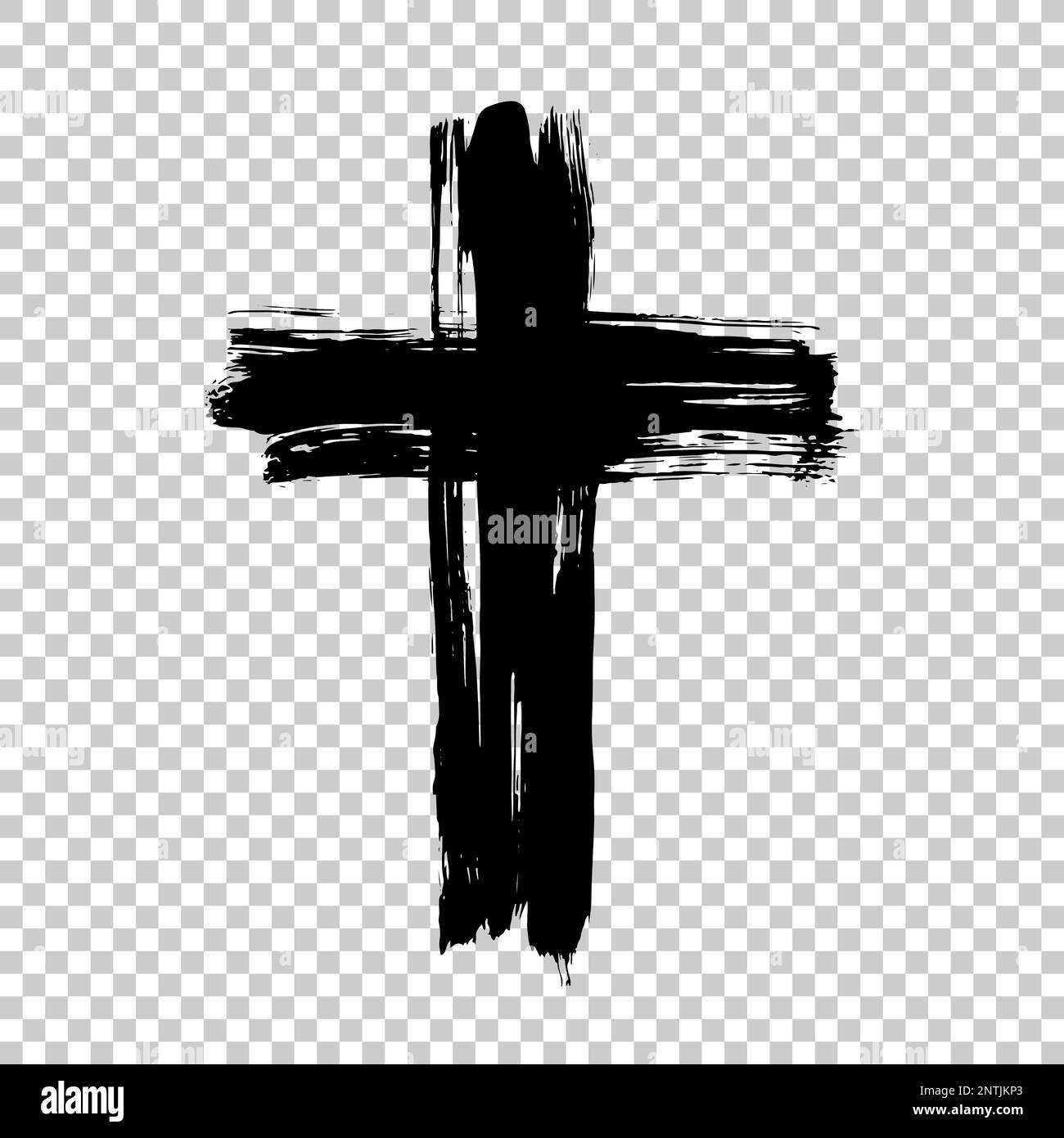 Hand drawn cross. Grunge cross. Cross made with brush stroke on ...
