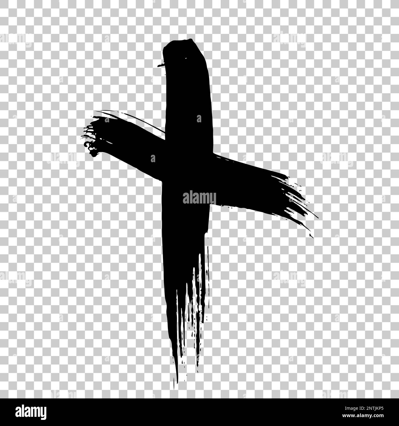 Hand drawn cross. Grunge cross. Cross made with brush stroke on ...