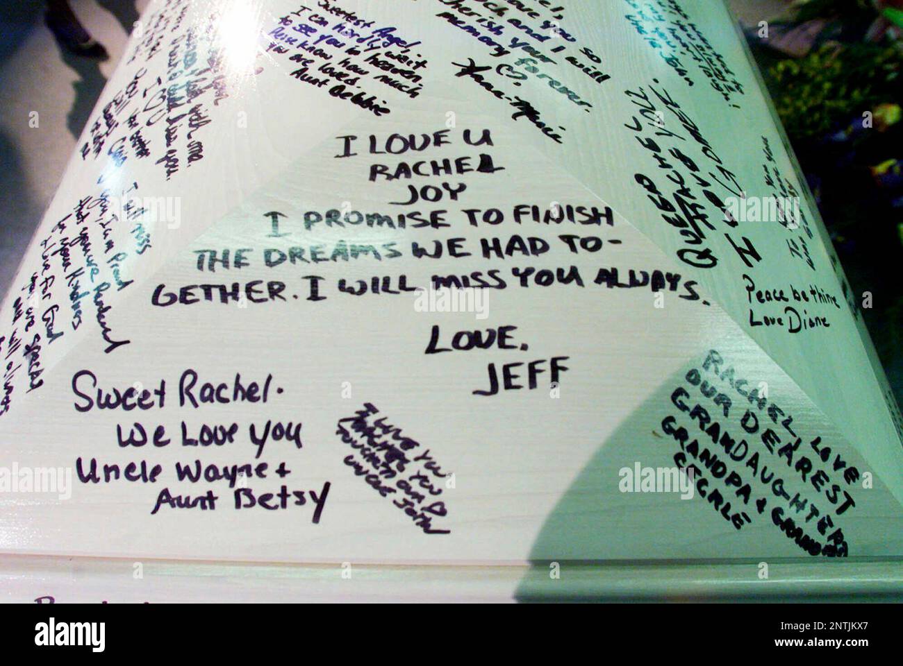 FILE - In this April 24, 1999, file photo, the casket bearing Columbine ...