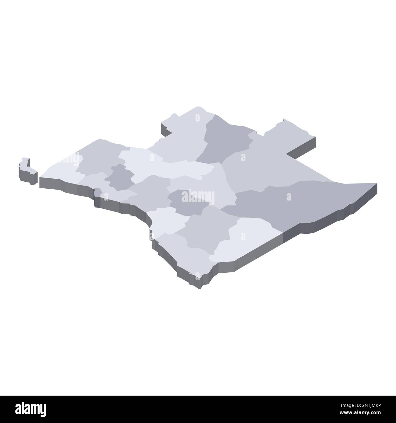 Angola political map of administrative divisions - provinces. 3D ...