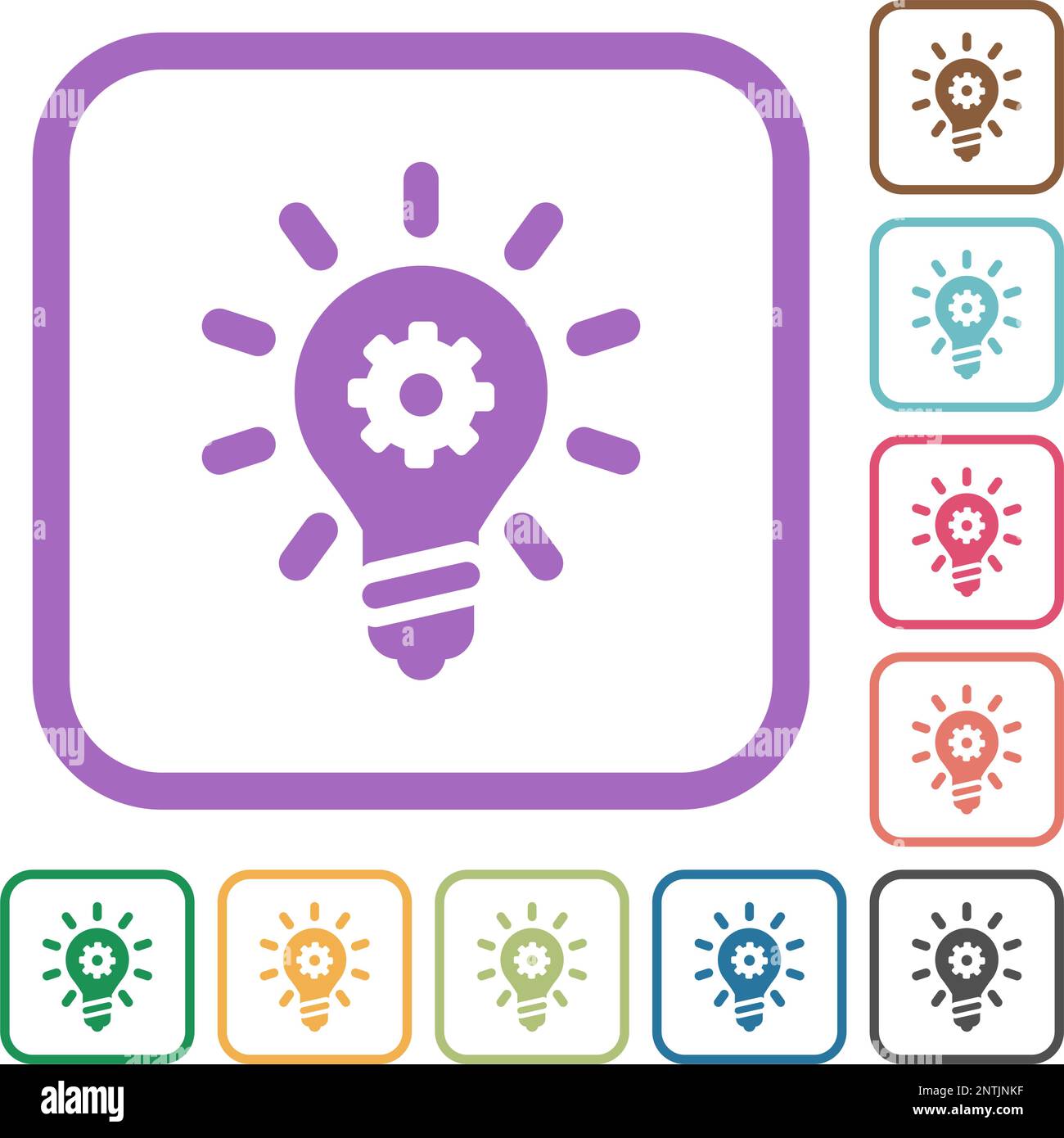 Innovation solid simple icons in color rounded square frames on white ...