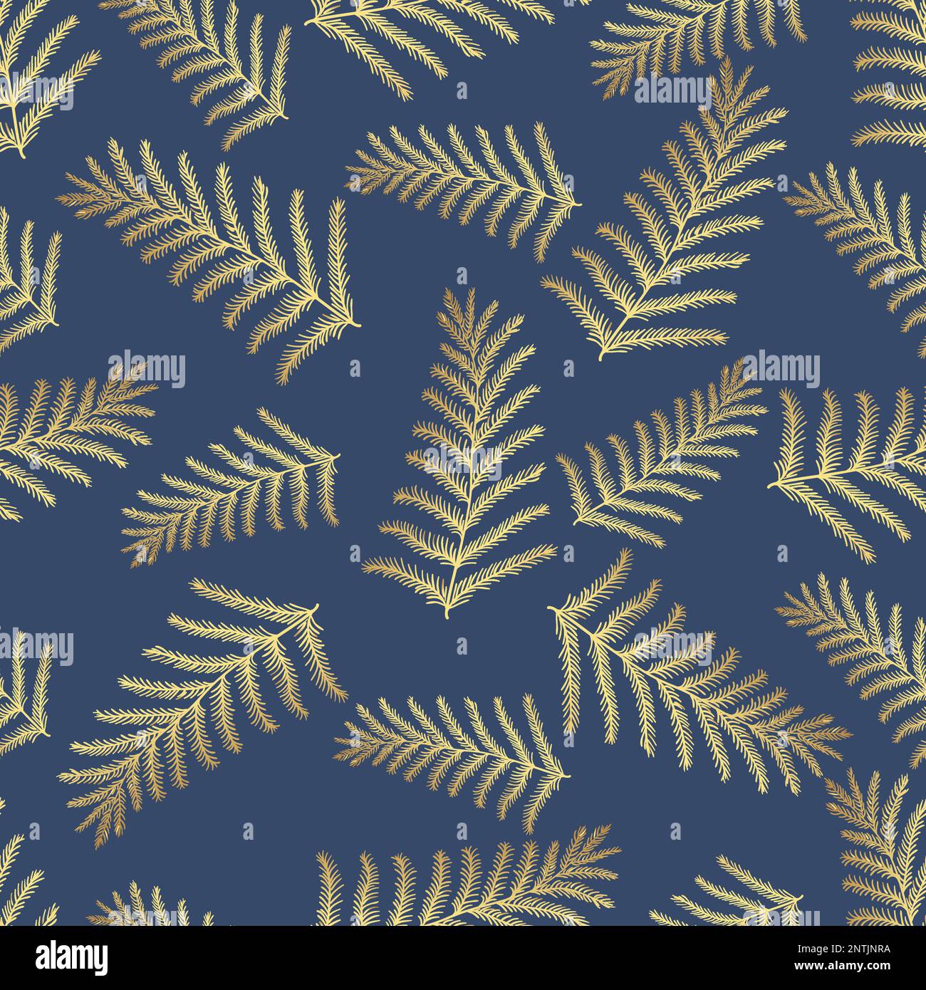 Seamless vector tropical pattern. Tropical gold leaves, jungle leaves ...