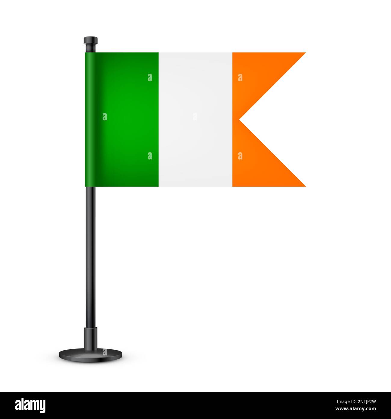 Realistic Irish table flag on a black steel pole. Souvenir from Ireland ...